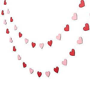 Whaline Valentine's Day Heart Garland Valentines Bunting Banners String for Wedding, Party, Bridal Shower, Engagement, Home Decorations, Pack of 4