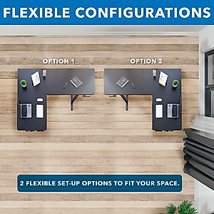 Mount-It! L Shaped Standing Desk - Large Electric Corner Standing Desk, Height Adjustable L Standing Desk with Smooth Ergonomic Height from 28.3" to 46.5", 3 Memory Settings, Solid Steel Frame, Black