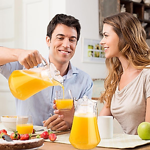 Didaey 4 Pcs Plastic Pitcher with Lid and Handle Clear Plastic Water Pitcher Shatter Proof Jugs for Drinks Fridge Iced Tea Juice Milk Lemonade Sangria Cold or Hot Beverages (50 oz)