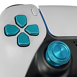 E-MODS GAMING Metal Thumbsticks D-pads ABXY Buttons Repair Kits for PS5 Controller - Replacement Aluminum Action buttons & Analog Joystick & Directional Pads for PlayStation 5 Controller (Blue)