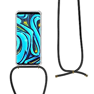 kwmobile Crossbody Case Compatible with Samsung Galaxy S9 Plus Case - Clear TPU Phone Cover w/Lanyard Cord Strap - Black/Transparent