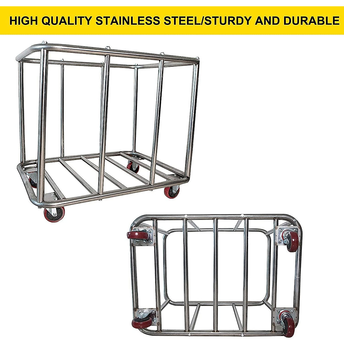 Laundry Cart for Commercial/Home,Industrial Large Rolling Laundry Cart Dirty Clothes Bin with Wheels,Heavy Duty Canvas Hamper,260LBS Load (Beige - 11.35 Bushels)