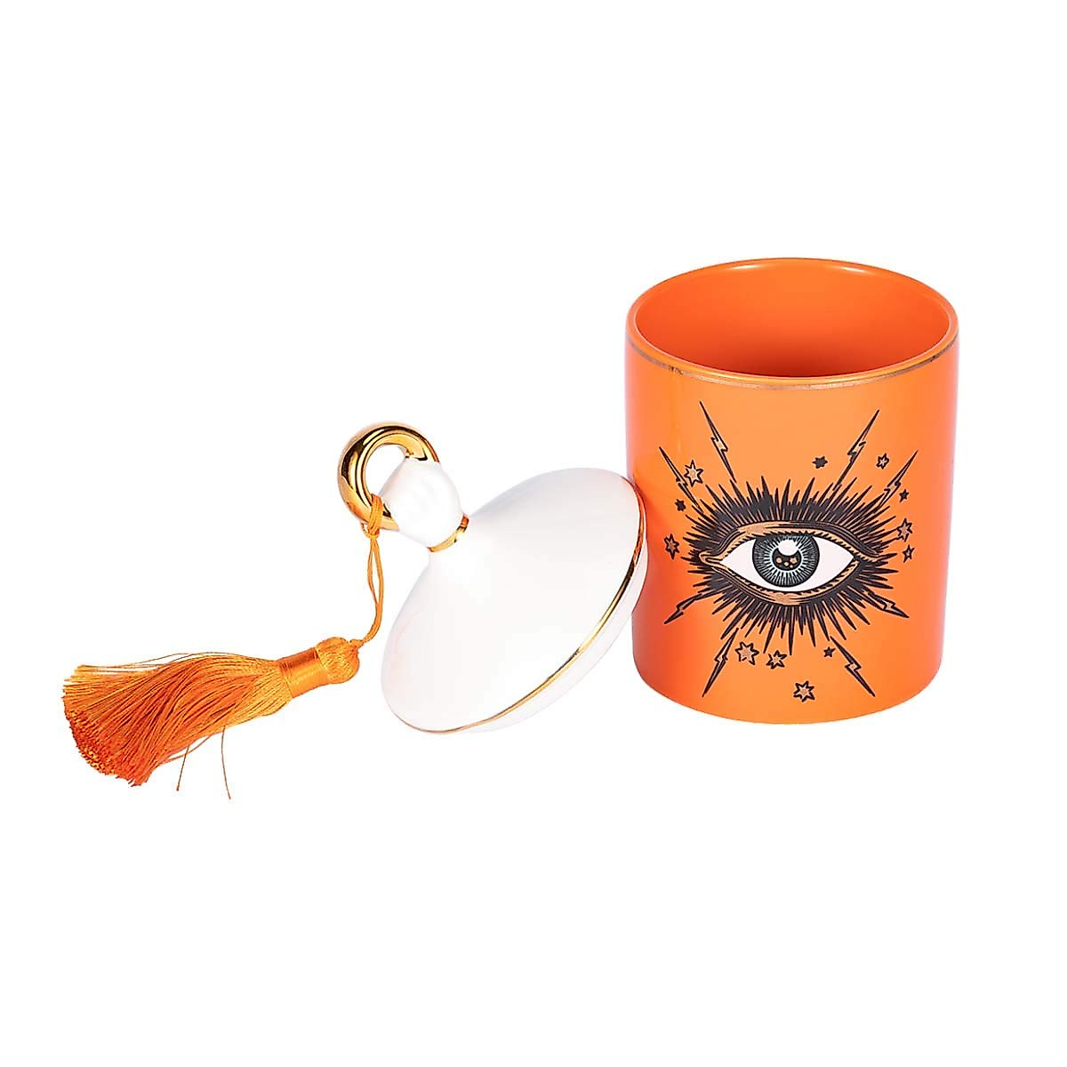 KESHENG Modern Decorative Jar Ceramic Vanity Bathroom Canister Holder Storage Box for Jewelry Cotton Balls,Bath Salts, 2 Pack, Blue/Orange