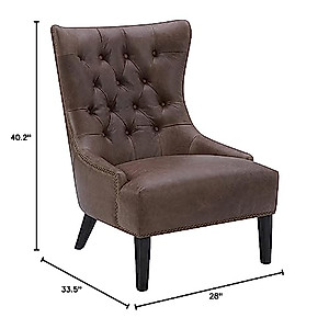 Amazon Basics Kingsolver Tufted Leather Living Room Accent Chair, 28''W, Dark Brown