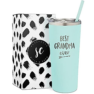 Best Grandma Ever Insulated Tumbler Cup with Straw and Lid - Grandparent Christmas Present Coffee Mug - World's Best Grandma Gift From Grandkids for Birthday - New Grandma Tumbler - Grandma Gifts
