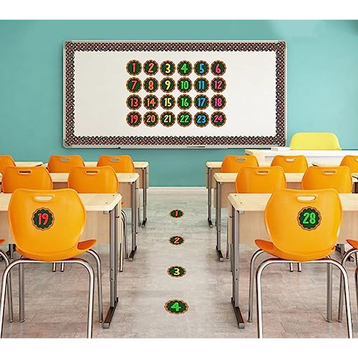 FLYAB Number Spot Markers Stickers 36PCS Number Line Up Helpers Stickers for Classroom Floor Classroom Line Up Spot Floor Decals for Back to School Kindergarten Preschool Elementary Teacher Supplies