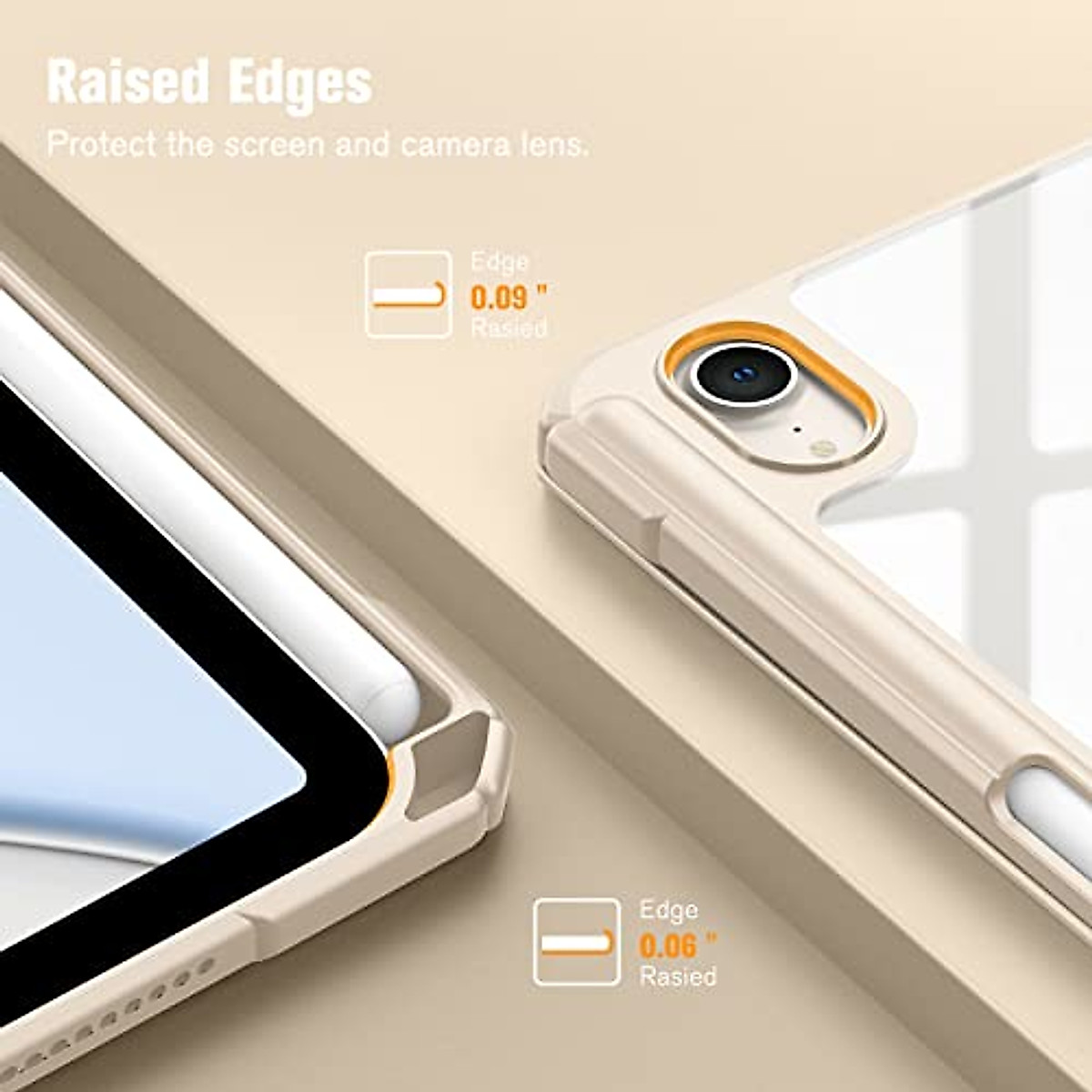 Fintie Hybrid Slim Case for iPad Mini 6 2021 (8.3 Inch) - [Built-in Pencil Holder] Shockproof Cover Clear Transparent Back Shell, Auto Wake/Sleep for iPad Mini 6th Generation, Starlight