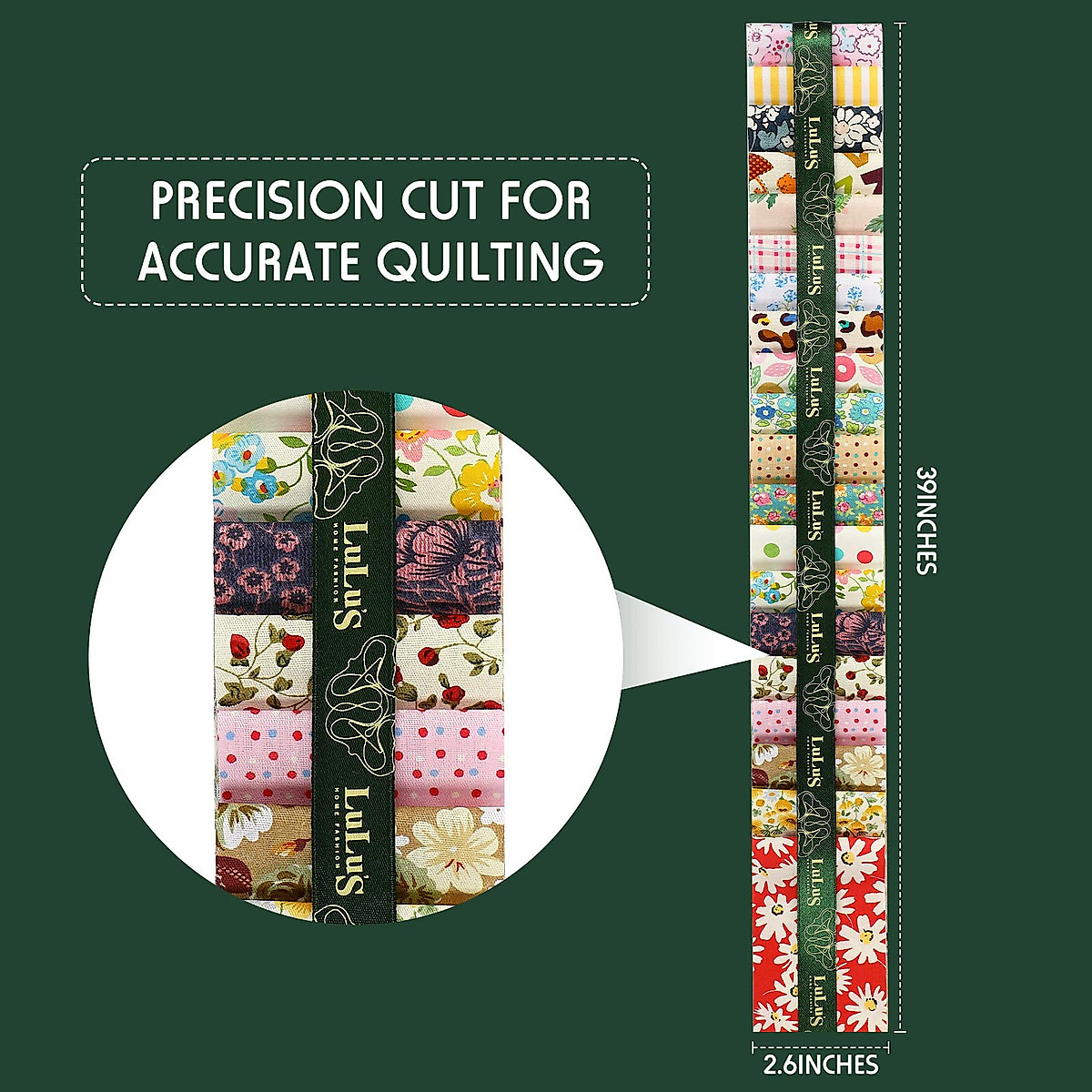 100 Pieces Cotton Fabric Roll 2.6 Inch Roll up Cotton Fabric Quilting Strips Floral Printed Cotton Craft Fabric Bundle Flower Precut Patchwork Cotton Square with Assorted Patterns for DIY Crafts