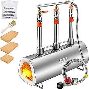 VEVOR Propane Forge Portable, 3 Burner Tool and Knife Making, Large Capacity Blacksmith Farrier Forges, Mini Furnace Blacksmithing, Stainless Steel Gas Forging Tools and Equipment, Oval
