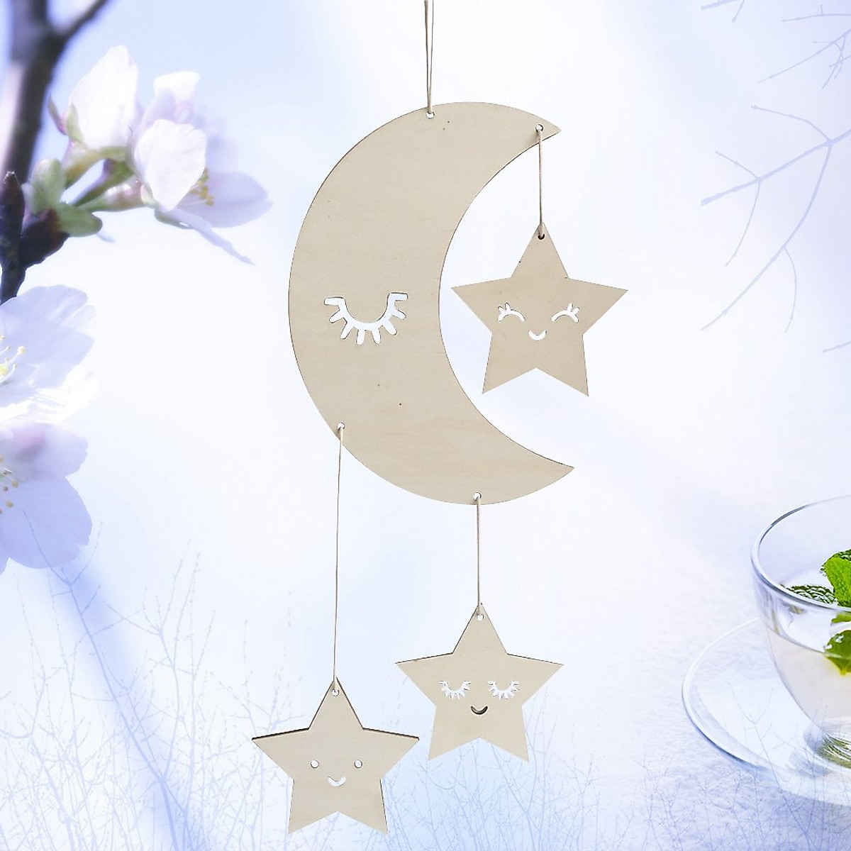 BESTOYARD Nursery Ceiling Mobile Moon Stars Ceiling Hanging Decorations for Baby Shower Baby Nursery Room