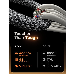 LISEN USB C Cable, 5-Pack [3.3/3.3/6.6/6.6/10FT] USBC to USBC Cable for iPhone 16 15 Pro Max Car Charger, 60W (3.1A) C to C Cable Fast Charging for Samsung S24/23, iPad, MacBook Air/Pro USBC Charger