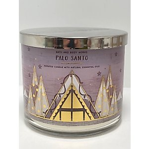Bath and Body Works White Barn Palo Santo 3 Wick Candle 14.5 Ounce Alpine Chalet Label