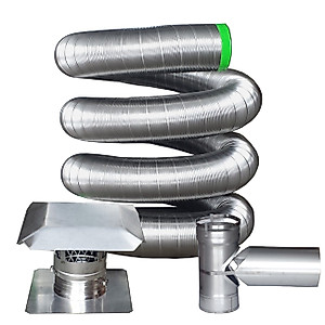 Rockford Chimney Supply 316 Stainless Steel Flexible Chimney Liner Tee Kit, 6 Inch x 20 Feet