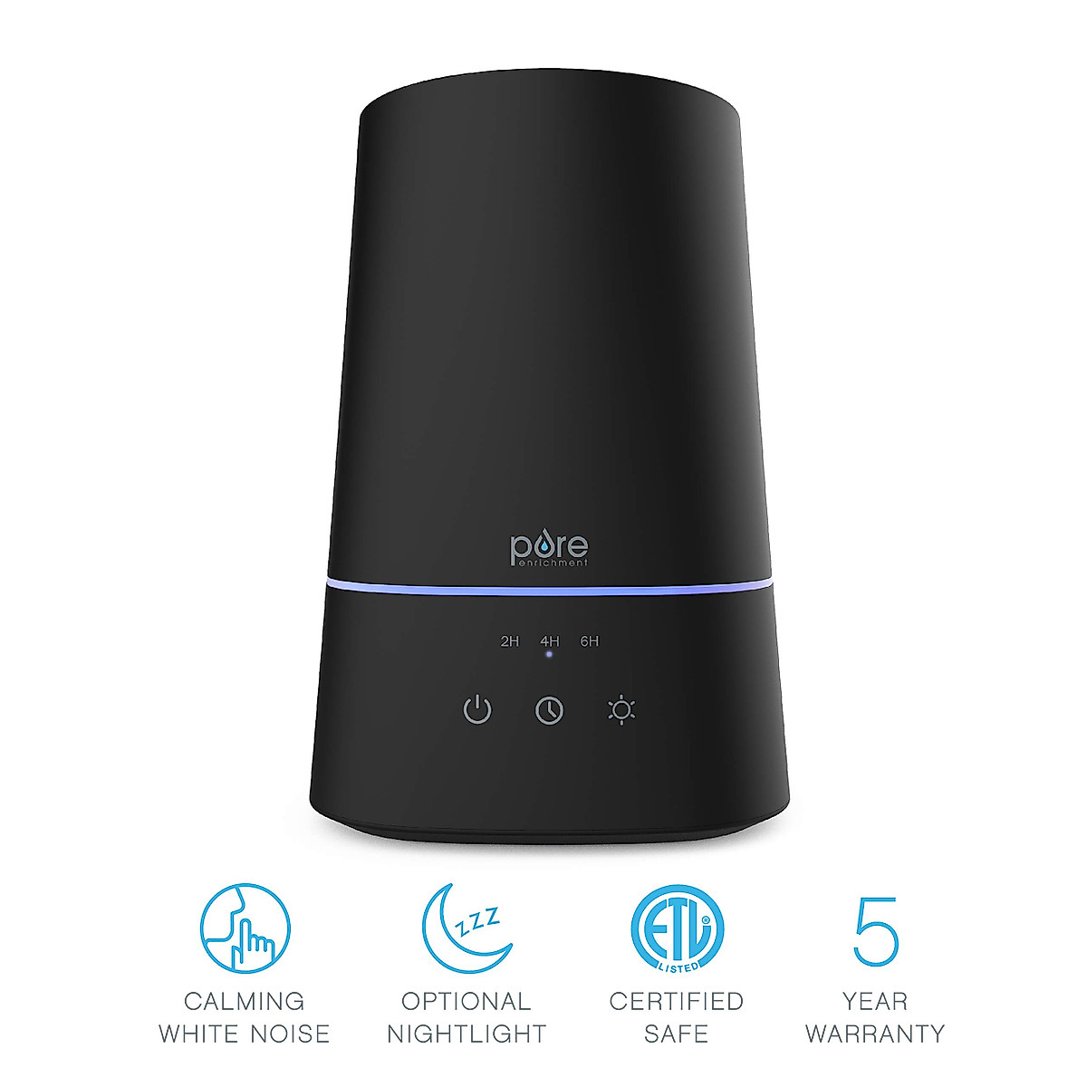 Pure Enrichment HUME Max - Easy Top Fill Ultrasonic Cool Mist Humidifier, 3.7 L (1 Gallon) Tank, 3 Mist Settings + Auto Shut-Off Timer - Ideal for Large Bedrooms, Baby Nurseries and Offices (Black)