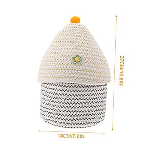 TOYANDONA Storage Basket Food Storage Bins Mini Trash Can with Lid Baby Foods Living Room Storage Basket Nursery Storage Baskets Small Woven Basket Cotton Yellow Baby Sundries Container Toy