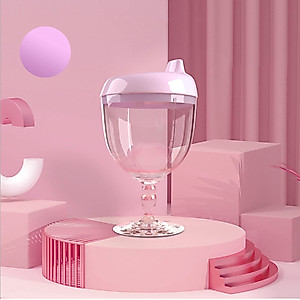 kaiwern Plastic Goblet Cup, Wine Sippy Cup Baby Party Cups Beverage Mug Milk Bottle with Lid, Baby Goblet Sippy Cup No Spill Plastic Wine Glass for Birthday Party Celebration (Purple)