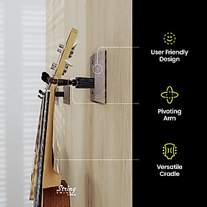 String Swing Ukulele Wall Mount Stand for Mandolin Ukele Concert Pineapple Soprano Tenor and Baritone Compatible Case Alternative Kit for Home or Studio - Black Walnut Hardwood CC01UK-BW