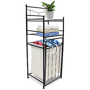 Sorbus Bathroom Tower Hamper Organizer - Features Tilt Out Laundry Hamper and 2-Tier Storage Shelves - Great for Bathroom, Laundry Room, Bedroom, Closet, Nursery, and more