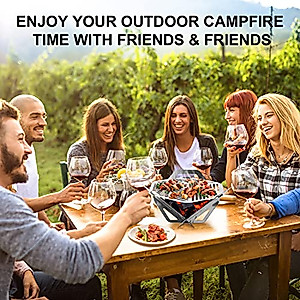 Small BBQ Grill, Portable Instant Foldable Camping Charcoal Grill, 4 Pieces Stainless Steel Camping Fire Kit, with Frying Plate & Carrying Bag, for Cooking Hiking Picnic Patio Garden Beach Outdoor