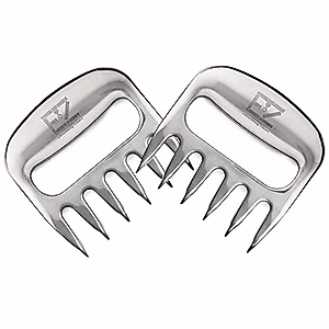 BBQFAM EZ Shredding Claws Stainless Steel Bear Claw Meat Shredders for BBQ. Perfect for shredding Pulled Pork, Poultry or just handling HOT Bulky Foods.