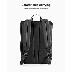 tomtoc Flap Laptop Backpack, Lightweight, Water-Resistant College School Travel Casual Daypack Bookbag, Slim Durable Work-pack Rucksack for 13-16 Inch MacBook Laptop, Large Capacity, 18L, Gray