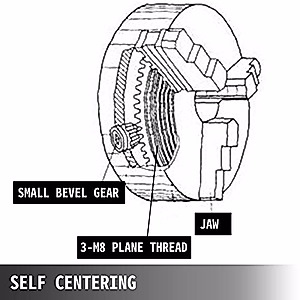 VEVOR K11-100 Lathe Chuck 4",Metal Lathe Chuck Self-centering 3 Jaw,Lathe Chuck With Two Sets Of Jaws, for Grinding Machines Milling Machines