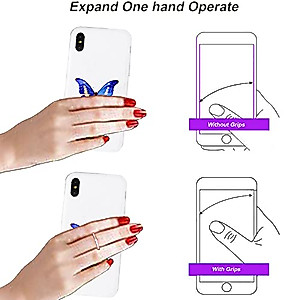 TACOMEGE Transparent Clear Phone Holder Ring Grips for iPhone Samsung Galaxy, Finger Ring Stand for Smartphones Tablets Cases (Round-Rose Gold-Crystal)