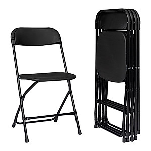 Imseigo 10 Pack Black Plastic Folding Chair, Indoor Outdoor Portable Stackable Commercial Seat with Steel Frame,350lb. Capacity for Events Office Wedding Party Picnic Kitchen Dining (10 Pack, Black)