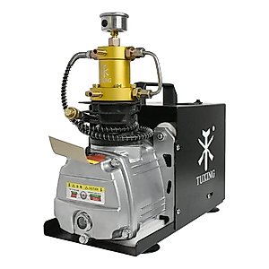 TUXING Pcp Air Compressor,4500Psi/30Mpa/300Bar Scuba Compressor, Manually Shutoff Electric Compressor with Water/Fan Dual Cooling System for Pcp Air Rifle, Scuba Tank Charging