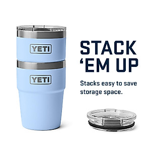 YETI Rambler 16 oz Stackable Tumbler, Vacuum Insulated, Stainless Steel with MagSlider Lid, Big Sky Blue