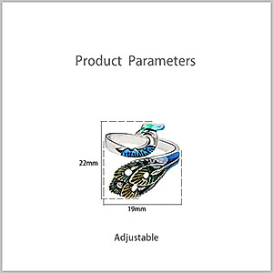 Vintage Enameled Peacock Ring for Women Girls Silver Plated Statement Adjustable Expandable Animal Open Band Finger Rings Comfort Fit Boho Delicate Mother's Day Christmas Jewelry