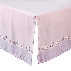 La Premura Lilac Butterfly Baby Girl Crib Bedding Set for Girls – Butterfly 3 Piece Standard Size Crib Bedding Sets in Pastel Pink and Purple