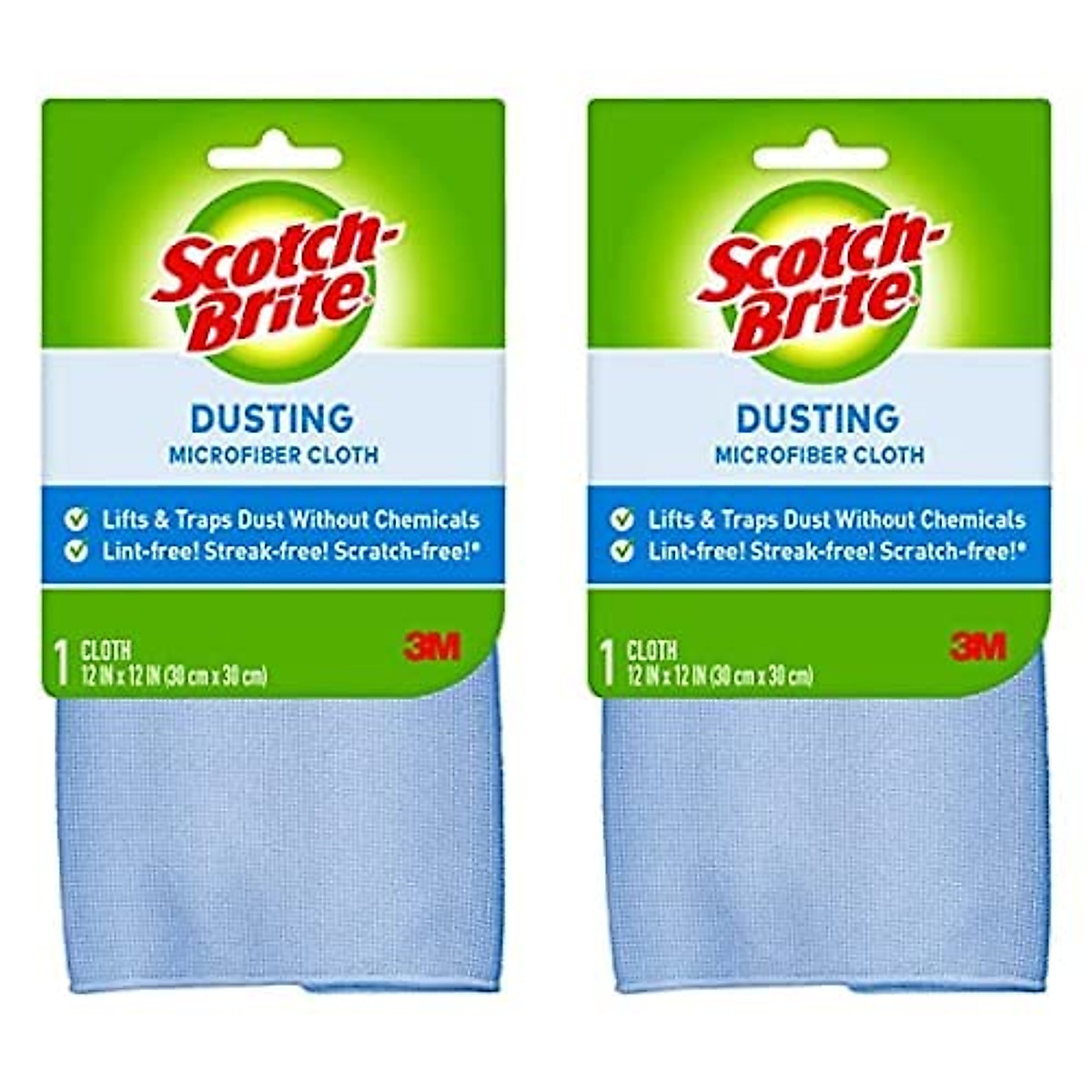3M Scotch-Brite Microfiber Dusting Cloth, Blue, 12.5 x 14 (Pack of 2)