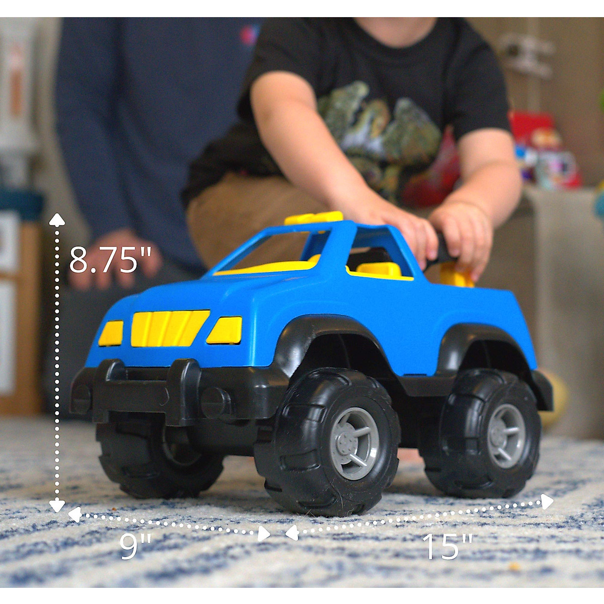 Back Bay Play Construction Toys 15" Blue Tow Truck Vehicle Pretend Play - Sand Toys - Indoor Outside Toys for Toddlers 3 and Up – Made in USA