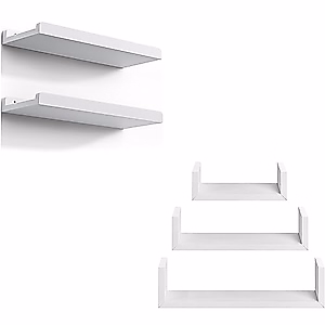 AMADA HOMEFURNISHING 2 Pack Floating Shelves and U-Shaped Floating Shelves
