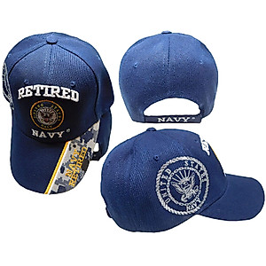 USA Retired Navy Baseball Style Embroidered Hat Blue Ball Cap Vet Us Veteran