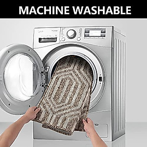 REFETONE Hallway Rug Washable Runner Mat Non Slip for Entryway Entrance Kitchen Laundry Room- 20"x59", Camel