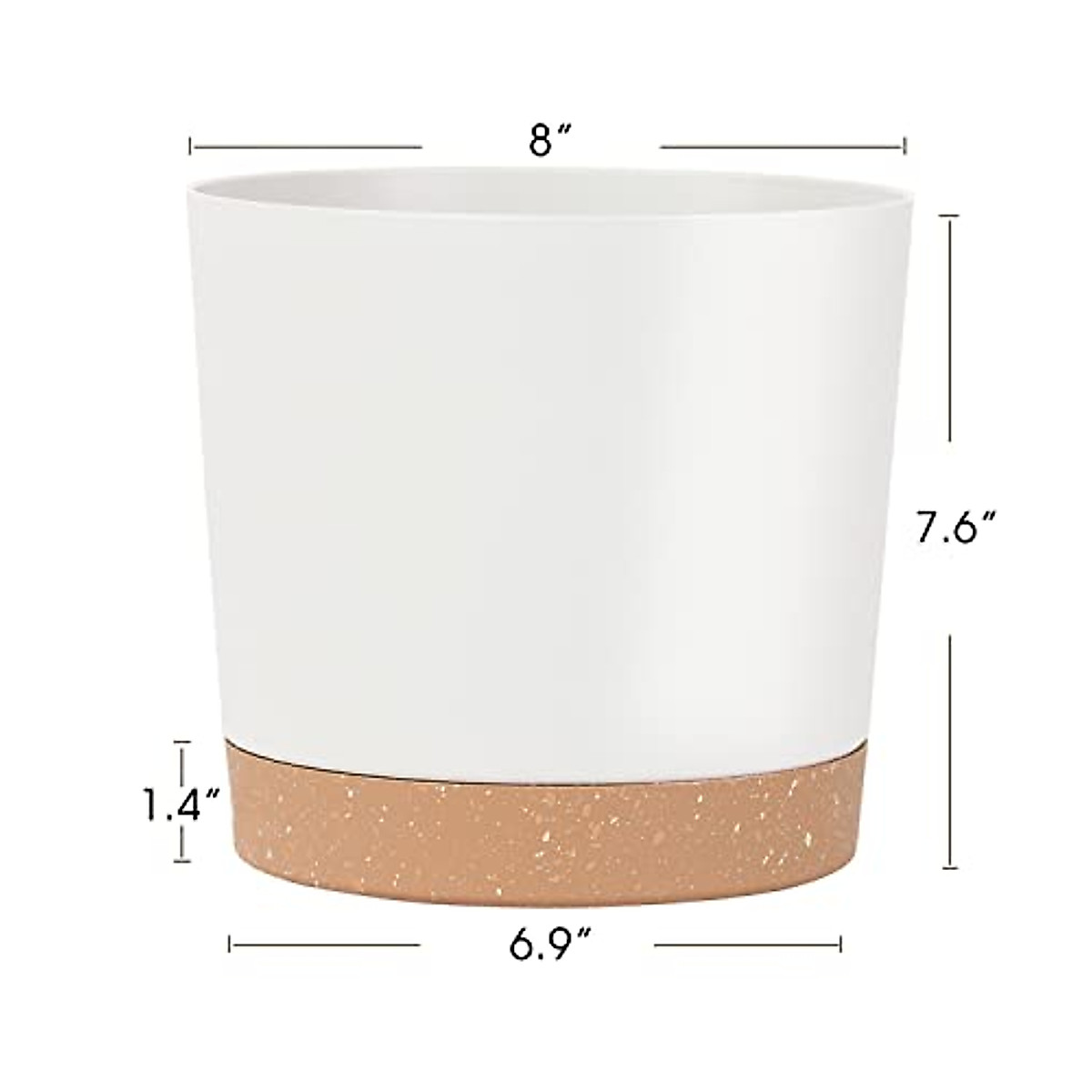 kubvici Planters for Indoor Plants, 8 Inch Plant Pots 2 Pack Flower Pots with Drainage and Saucer for Indoor Outdoor Plants, Plastic Indoor Planter Garden Pot White 8”