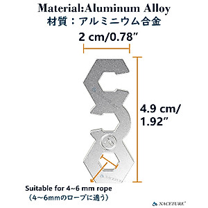 NACETURE Aluminum Alloy Rope Tensioner Camping Tent Guyline Cord Adjuster Camping of Gear for Camping, Hiking, Backpacking Ultralight Tent Stakes Guy Lines Tensioner Tent Cord (Silver 10 Pack)