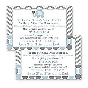 Paper Clever Party Blue Elephant Baby Shower Thank You Postcards (15 Pack) Boys Notecards Only - Eco-friendly – Postal Note with Message from Newborn – Cute Jungle Animal – Printed Size 4x6