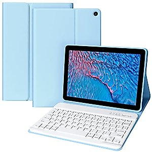 Keyboard Case for All-New Kindle Fire HD 10 and Fire HD 10 Plus Tablet (Only Compatible with 11th Generation 2021 Release)Slim Lightweight Protective Cover with Detachable Bluetooth Keyboard(Blue)