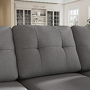 HONBAY Reversible Sectional Sofa L-Shape Sofa Convertible Couch 4-Seater Sofas Sectional for Apartment Dark Grey