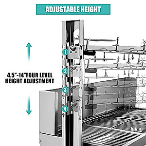 Migoda Stainless Steel Rotisserie Grill with Back Cover Guard, 25W Motor Small Pig Lamb Rotisserie Roaster, 37'' 2 in 1 BBQ Charcoal Rotisserie Grill for Camping Outdoor Kitchen