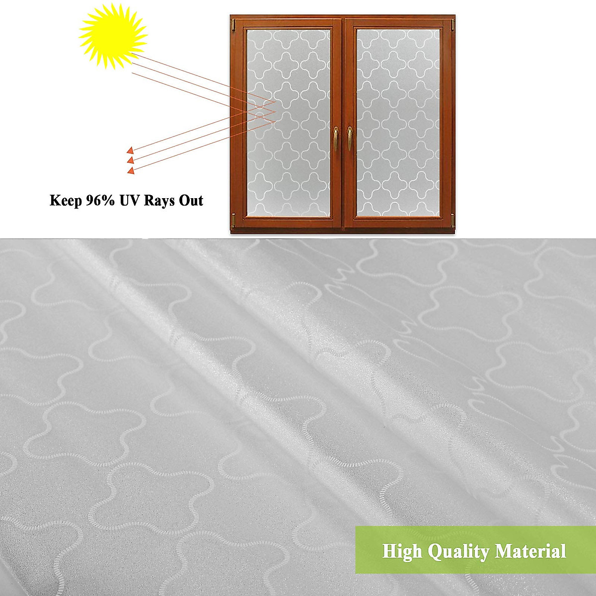 Non Adhesive Privacy Window Film, Static Cling Glass Film, Frosted Window Cling, Removable Heat Control Anti UV Decorative Door Film for Office and Home Decoration,17.5 inches by 78.7 inches