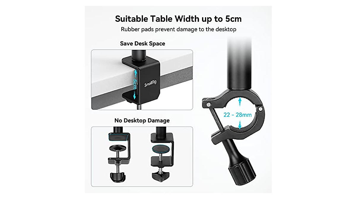SmallRig Camera Desk Mount Stand with Adjustable Light & Camera Support
