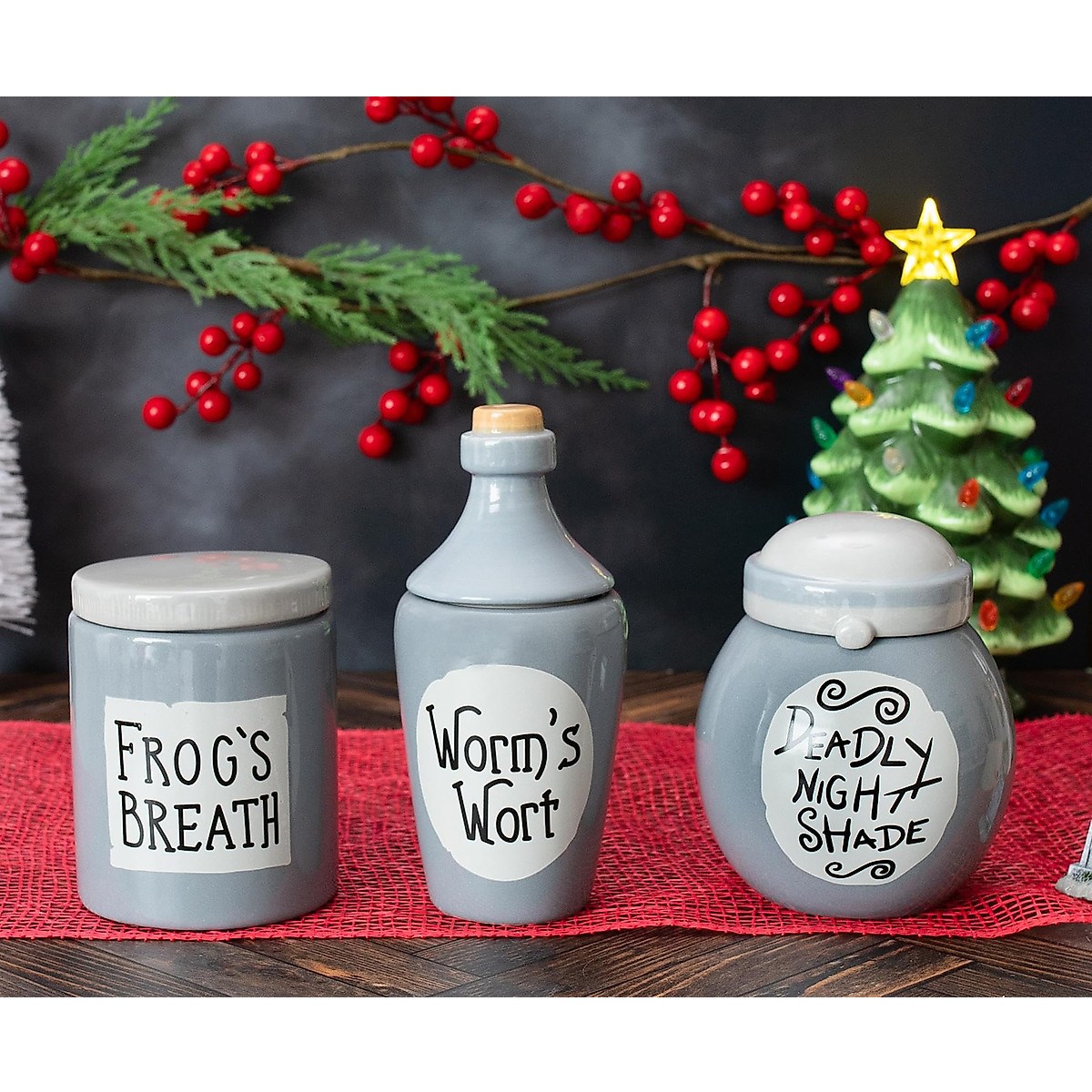 Disney The Nightmare Before Christmas Sally's Mini Storage Jars 3-Piece Set Replica | Sculpted Ceramic Kitchen Containers For Snacks