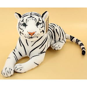 JESONN Realistic Stuffed Animals Soft Plush Toy Tiger Beige for Kids Birthday Gifts,13.5" or 35CM,1PC