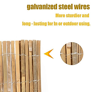 Mininfa Natural Bamboo Slat Screening, Eco-Friendly Privacy Slat Fence, Bamboo Screen Panel Roll for Balcony or as Wind and Sight Protection (1.2m x 4m)