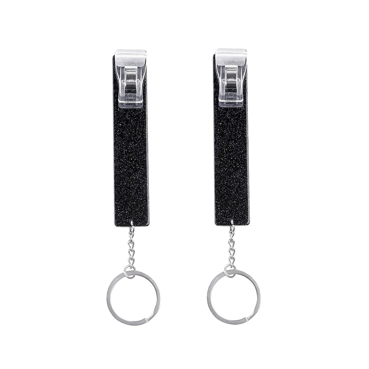 XIANGXING 【Newest Upgraded】 2 Pack Credit Card Puller, Cute Debit Bank Card Grabber for Long Nails ATM Keychain Women with Plastic Clip (Black+Black)