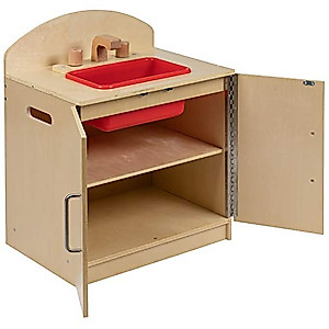 Flash Furniture Hercules Children's Wooden Kitchen Sink for Commercial or Home Use - Safe, Kid Friendly Design, Natural